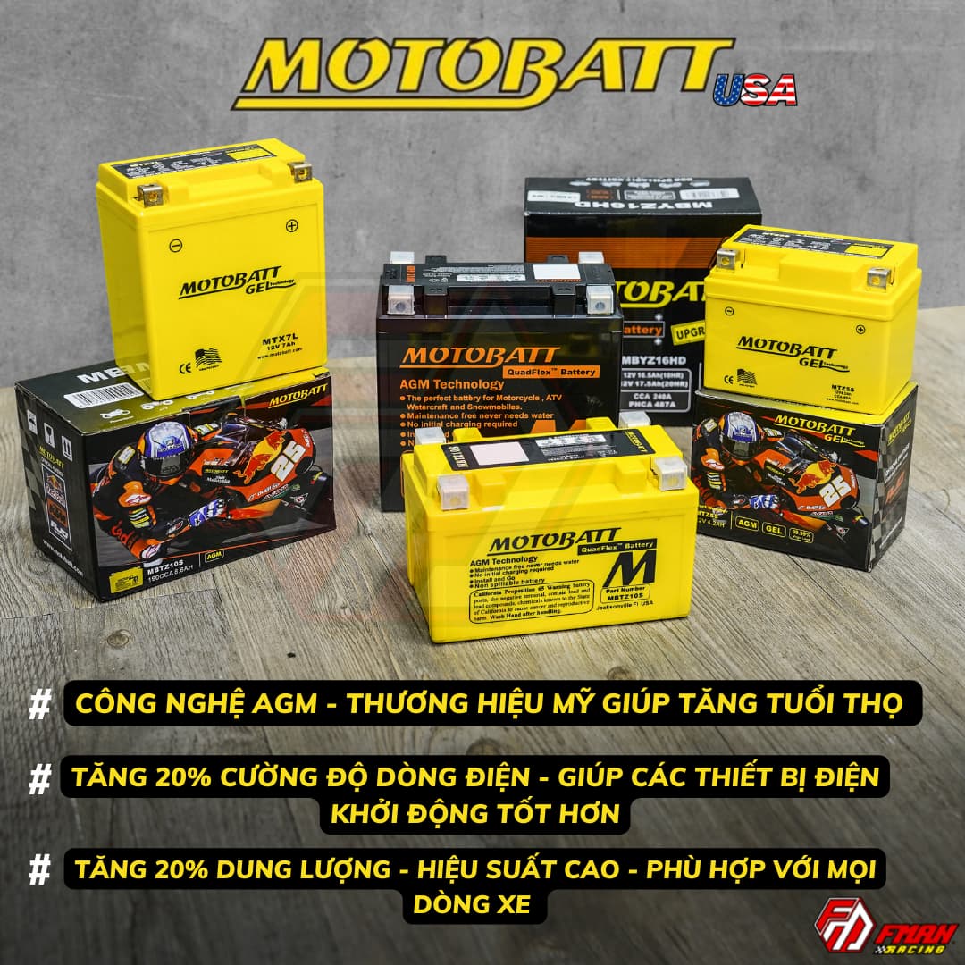 BÌNH ẮC QUY MOTOBATT USA CHÍNH HÃNG